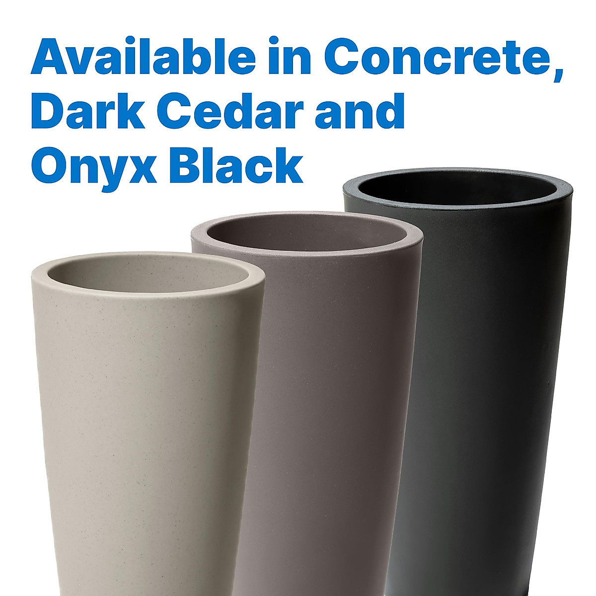 Step2 Tremont Tall Round Tapered Planter, Large Planters for Outdoor Plants, Gardening and Flower Pot for Patio or Porch, Efficient Drainage, Durable Plastic, Concrete, 2-Pack