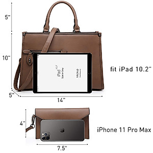 Dasein Purses Handbags for Women Satchel Bags Top Handle Work Tote Bag Shoulder Bag With Matching Wallet (Coffee)