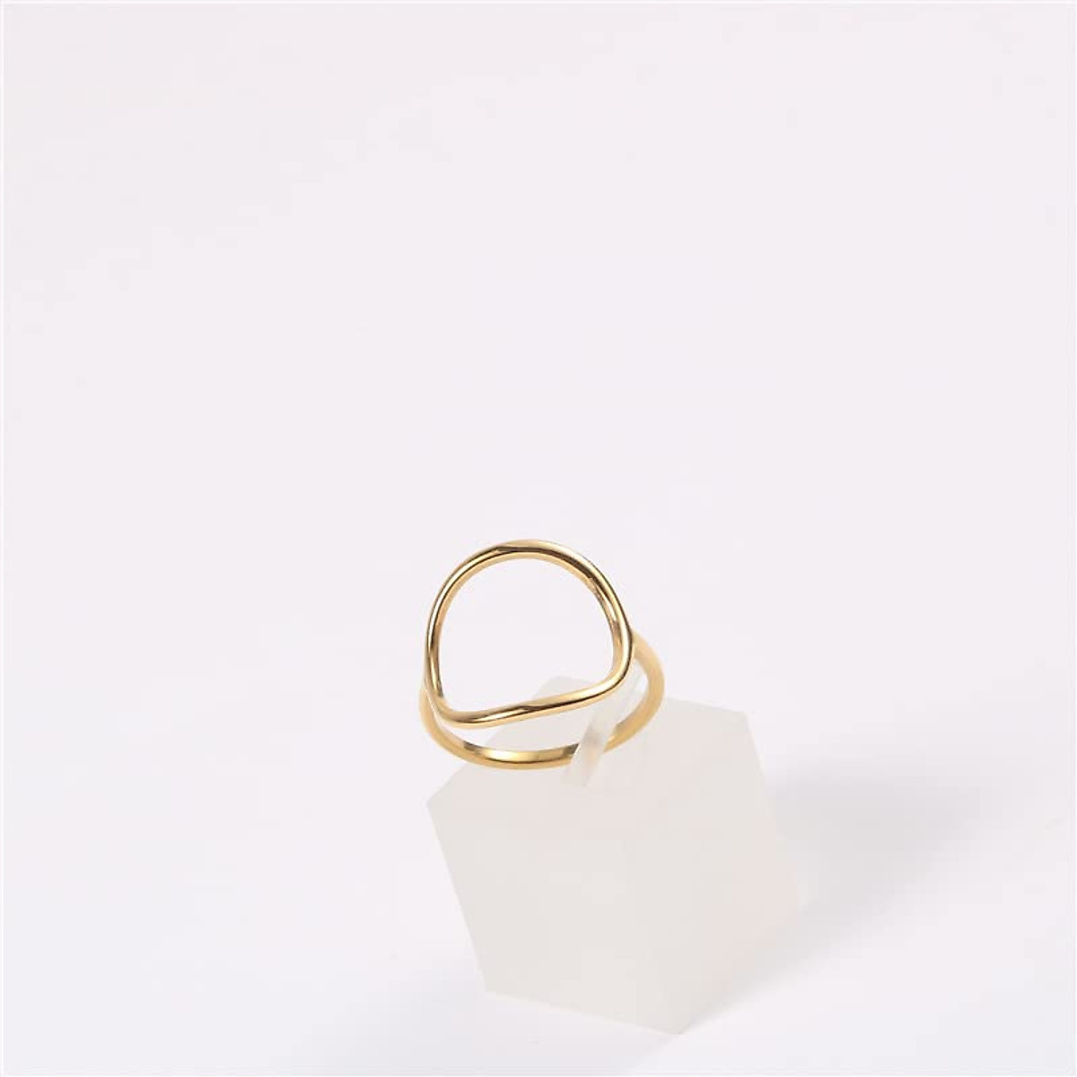 Beads & Pearls Jewelry 18K Gold Plated Stainless Steel Minimalist Trendy Geometric Open Circle Ring