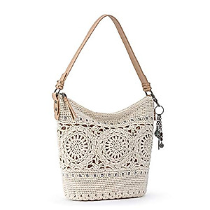 The Sak unisex adult Women's Sequoia Crochet Hobo Handbag, Natural Medallion, One Size US
