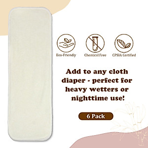 Mama Koala 5-Layer Basic Natural Cloth Diaper Inserts, Adjustable and Reusable for Any Baby Cloth Diaper(6 Pack)