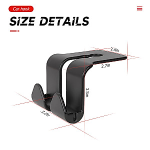 Car Headrest Hook, 4 Pack Dual Hangers for Auto Seat Back, 2 in 1 Seat Head Rest Hanger, Auto Interior Storage Organizer for Purse Bag Coat Grocery, Phone Holder, Fit for All Cars