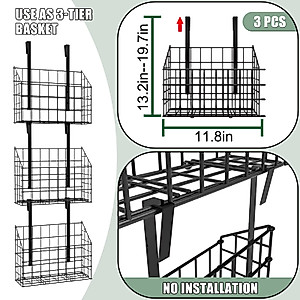 3 Pack Over The Cabinet Door Organizer, Over Doors Wall Mounted Hanging Baskets Organizing for Cutting Board Foils Cookie Sheet and Plate, Metal Storage Holder Rack for Kitchen Bathroom Pantry …