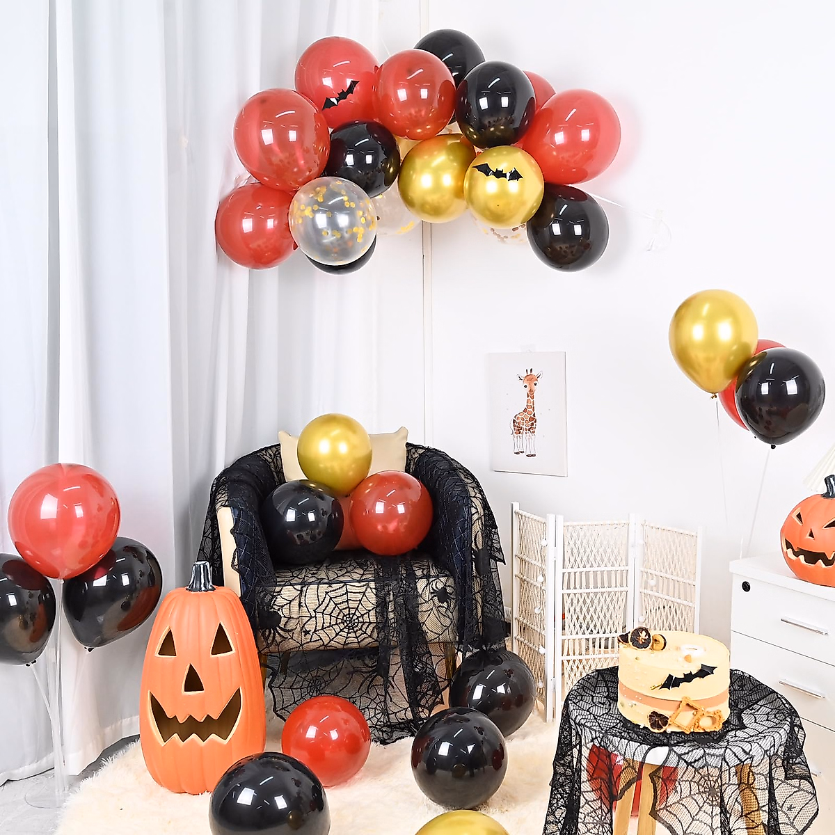 Red Black and Gold Balloons, 60Pcs 12 Inch Red Black Party Balloon with Confetti Balloons for Birthday Gender Reveal Wedding New Year Christmas Party Decoration