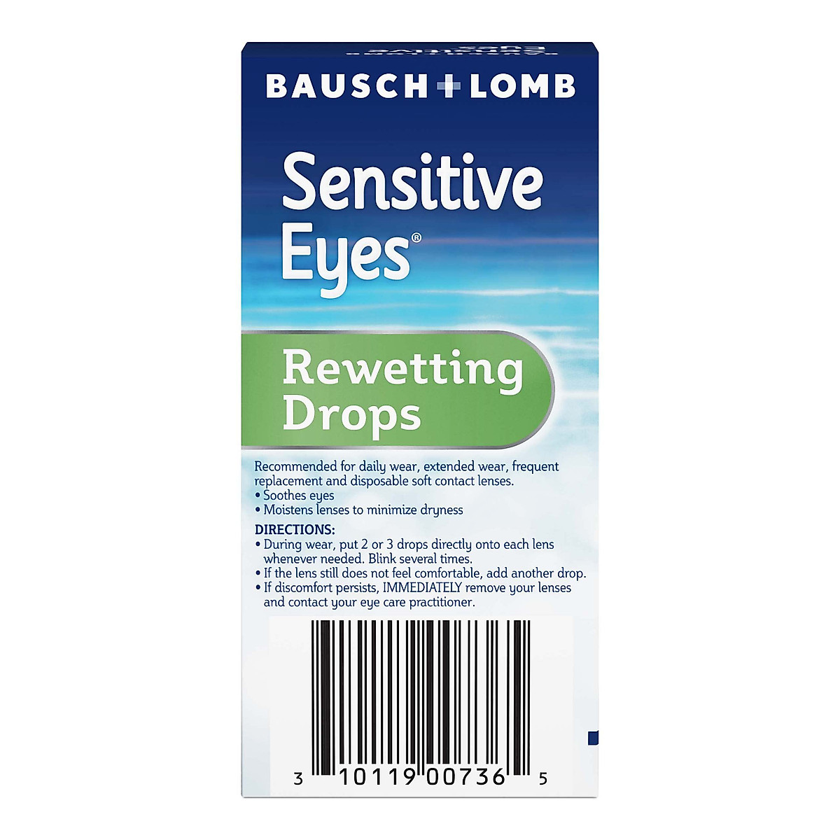 Bausch & Lomb Sensitive Eyes Contact Lens Solution, for Rewetting Soft Contact Lenses, 0.5 Fl Oz
