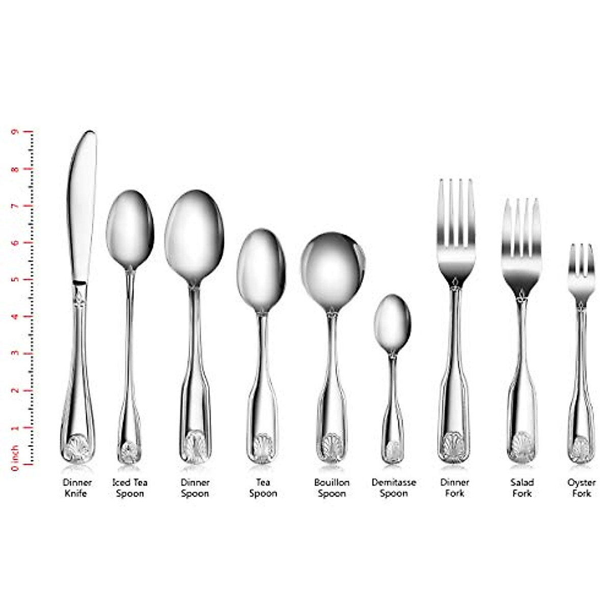 New Star Foodservice 58284 Shell Pattern, 18/0 Stainless Steel, Dinner Fork, 7.7-Inch, Set of 12