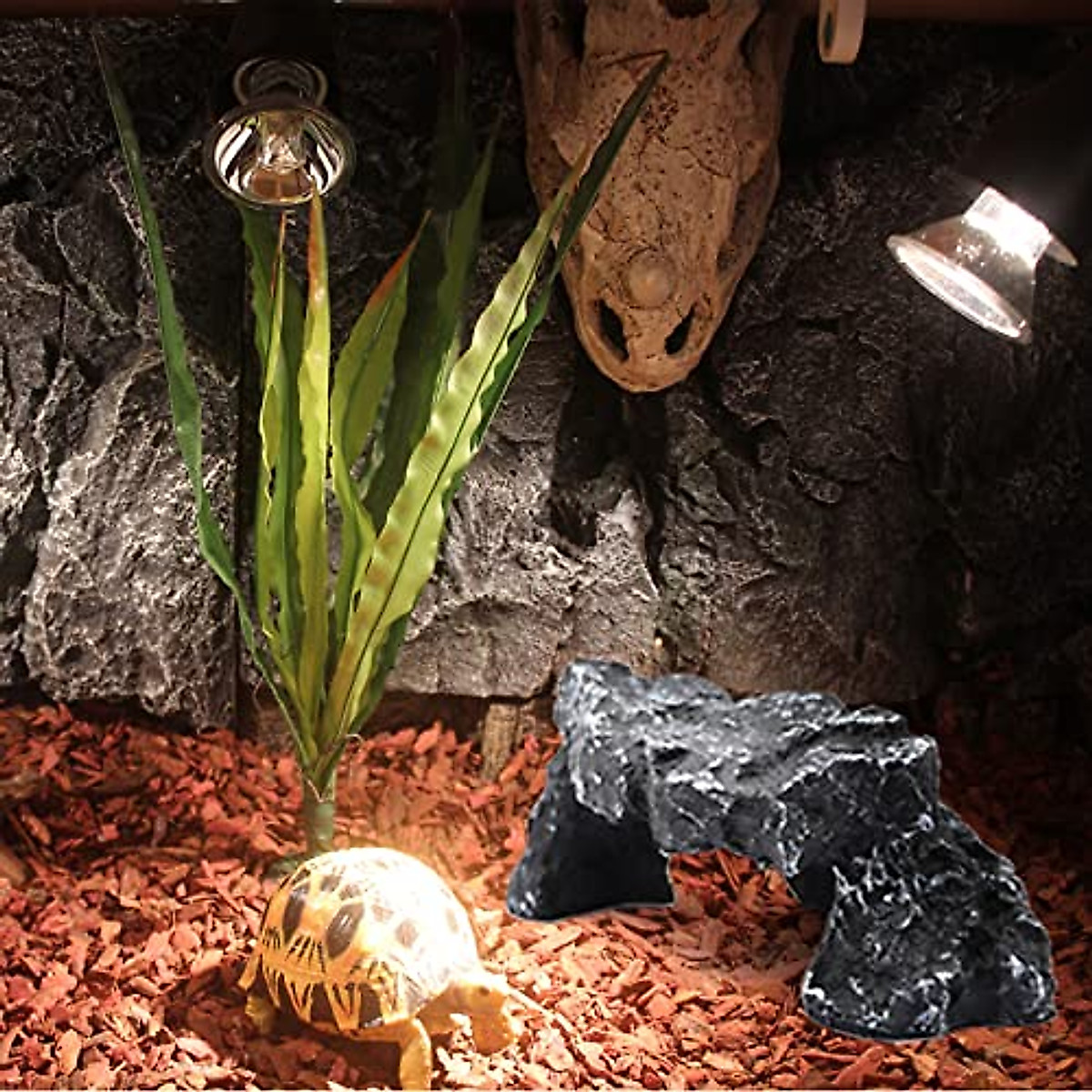 MINYULUA Reptile Hideout Cave Bearded Dragon Rock Hide Cave Turtle Basking Hide Habitat Shelter Rock Hide Hideout for Aquarium Tortoise Small Lizards Fish Amphibians