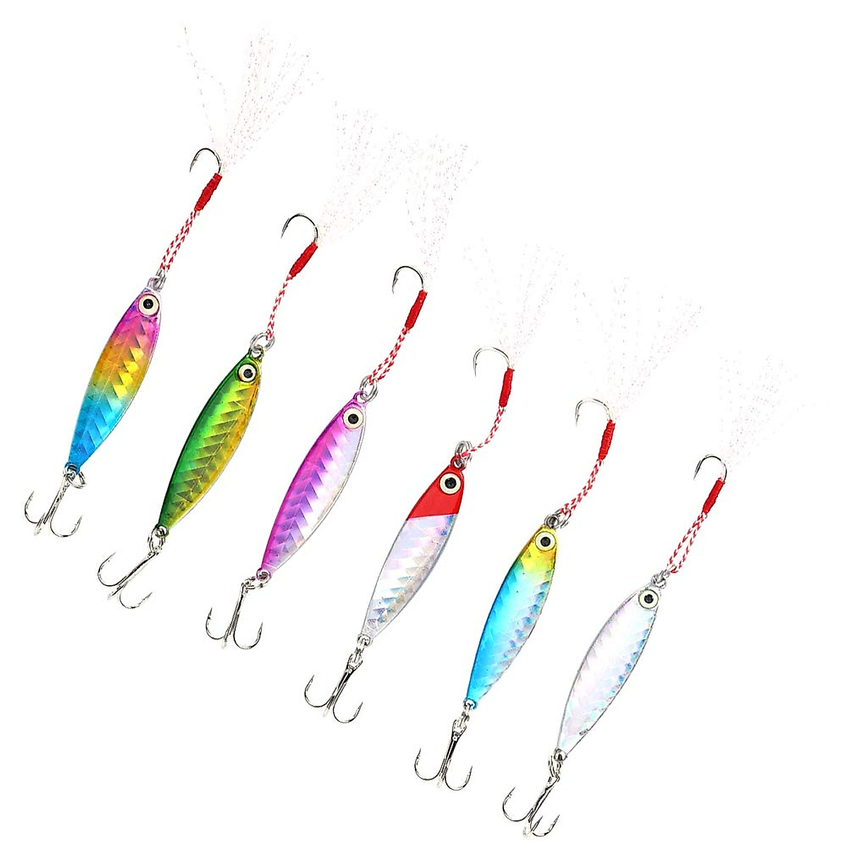 ZPSHYD Artificial Attractive Iron Plate Bait, 6PCS Long Shooting Fishing Sequin Lure, Iron Plate Bait Tool Accessory for Sea Fishing