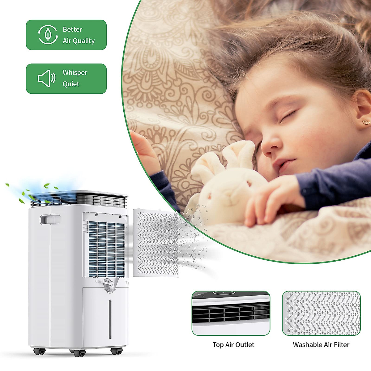 Waykar 2500 Sq. Ft Home Dehumidifier with Drain Hose for Bedrooms, Basements, Bathrooms, and Laundry Rooms - with Intelligent Touch Control and 3 Air Outlets, 24 Hr Timer, and 0.58 Gal Water Tank