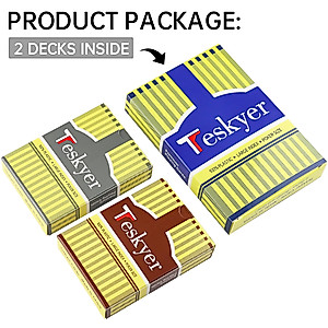 Teskyer 2 Pack Plastic Playing Cards, Large Print Index, 100% Waterproof Poker Cards, 2 Decks of Cards, Black & Orange