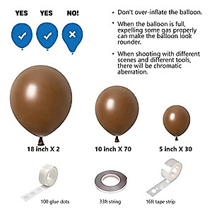 Brown Balloons Garland Arch Kit 105Pcs Different Sizes 18In 10In 5In Latex Pastel Coffee Khaki Matte Balloons Decorations for Baby Shower Teddy Bear Safari Jungle Themed Wild One 1st Birthday Wedding