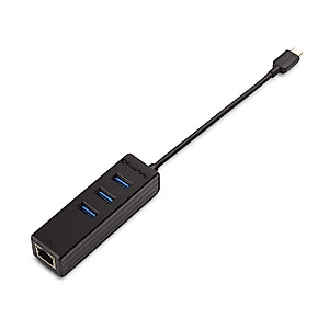 Cable Matters 4-in-1 USB C Hub Ethernet, Support Gigabit Network, USB C Ethernet Hub, Thunderbolt LAN Adapter with 10/100/1000Mbps Network, Black