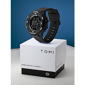 TOMI Mens Digital Watch Sports Military Waterproof Outdoor Chronograph Wrist Cheap for Men with LED Back Ligh/Alarm/DateGifts for Students Women (Light Blue)
