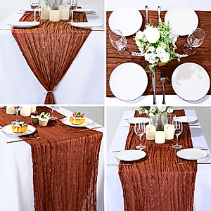 24 Pcs Cheesecloth Table Runner 10 Ft Wedding Gauze Terracotta Boho Rustic Cheese Cloth 120 Inch Long 29 Inch Wide Table Decor Bulk for Wedding Fall Decorations Thanksgiving Table Decor(Rust)