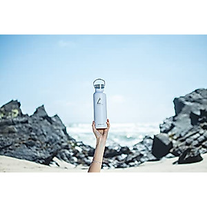 Atakama Outdoor - Thermal Bottle Petrohues Bagrecito “Fish Edition” Black 21 Oz Capacity | Maintains heat for up to12 hours and cold for up to 24 hours | stainless steel water bottles, White