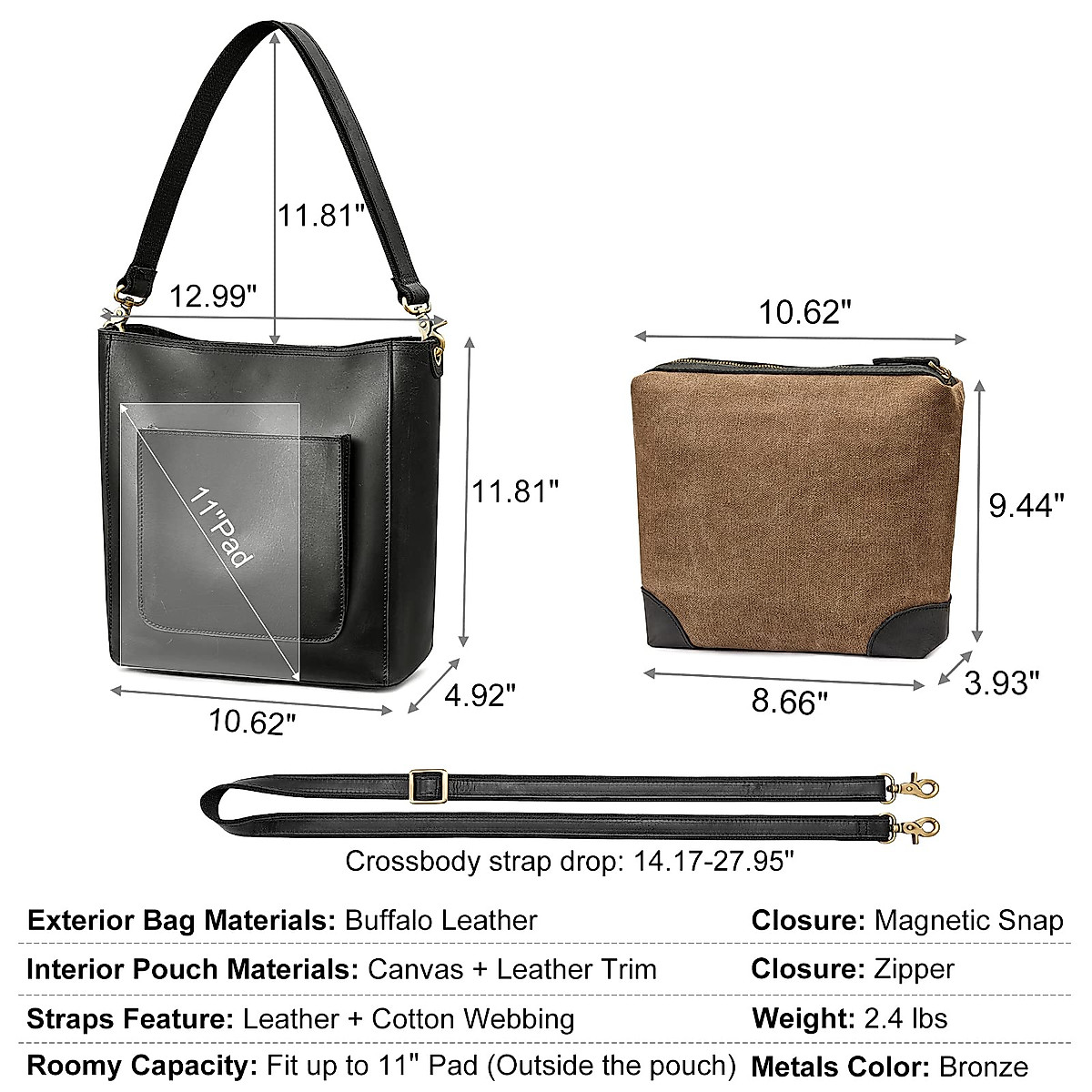 S-ZONE Women Genuine Leather Backpack Purse Bundle with Retro Bucket Tote Vintage Hobo Handbag Distressed Shoulder Bag