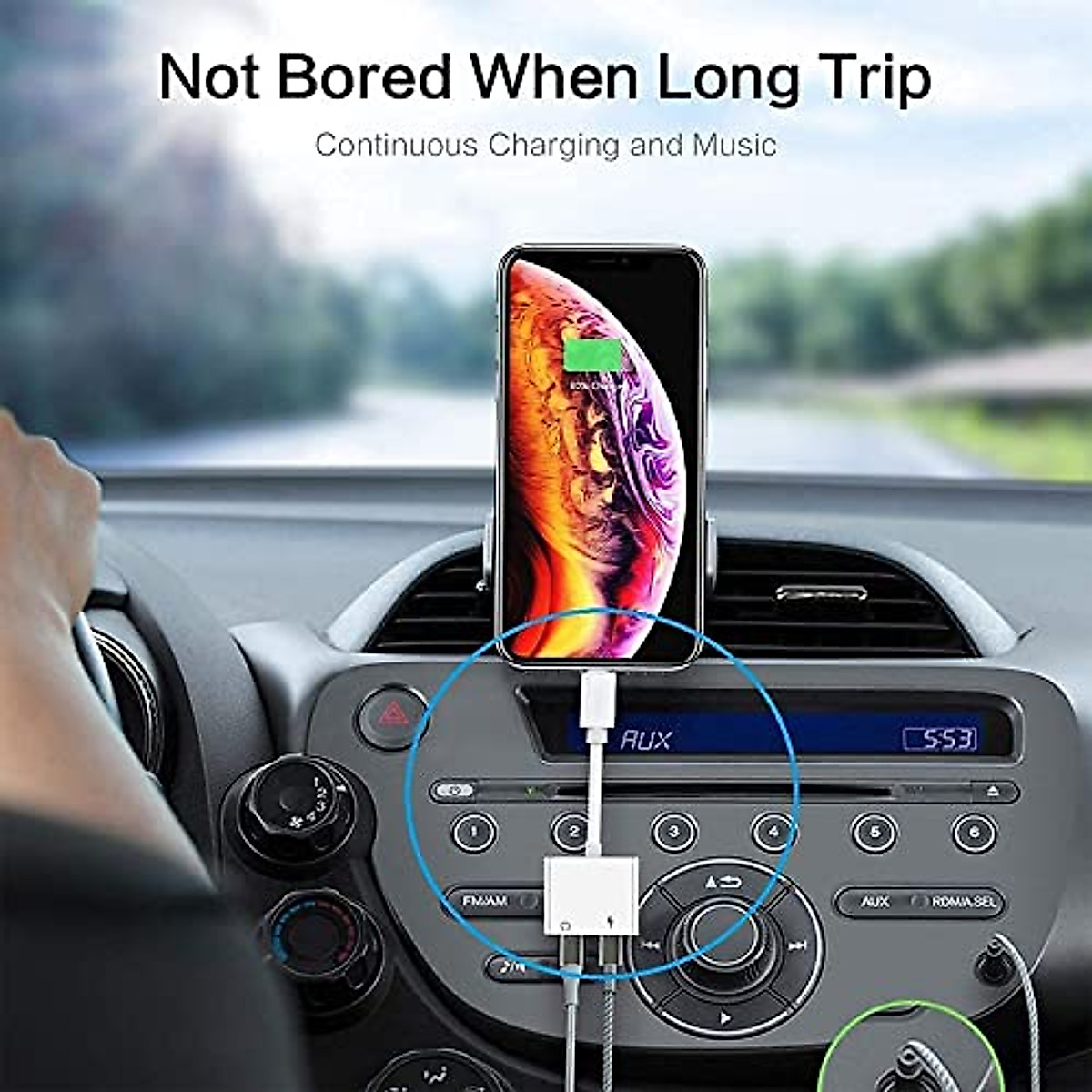 Apple MFi Certified 2 Pack Headphones Adapter & Splitter for iPhone, 2 in 1 Headphone Dual Lightning Adapter and Aux Audio Adapter + Charger Cable Splitter Compatible with iPhone 12 11 XS XR X 8 7