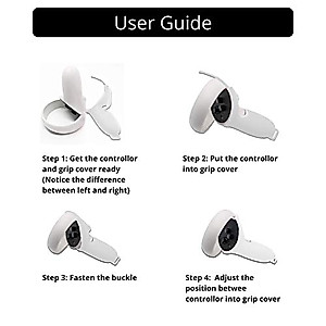 NexiGo Newest Touch Controller Grip Cover & Knuckle Strap & Lens Protect Cover Set for Oculus Quest 2, Professional Silicone Protection Accessories, Sweatproof, Anti-Fall, Matte White