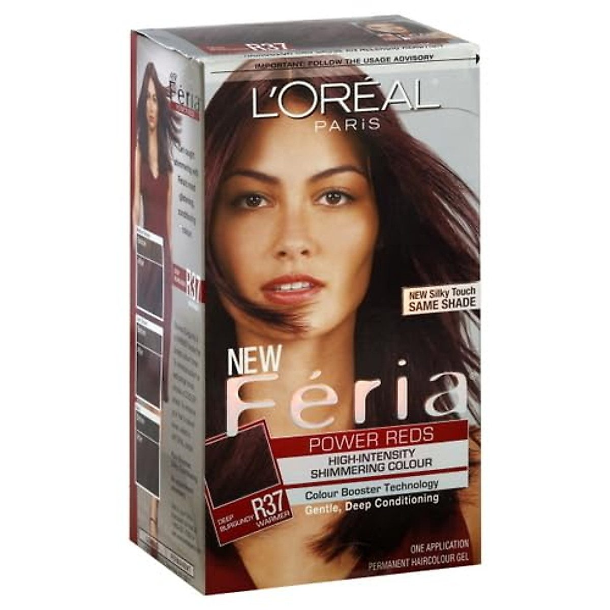 L'Oreal Paris Feria Multi-Faceted Shimmering Permanent Hair Color, R37 Blowout Burgundy (Deep Burgundy), Pack of 1, Hair Dye