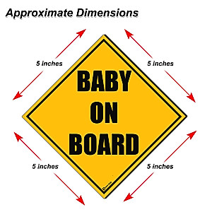 Zento Deals 2 Pack of Baby on Board Reflective Bright Yellow Magnetic Signs for Car - Best Safety Sign Accessories for Cars 5’’ by 5’’
