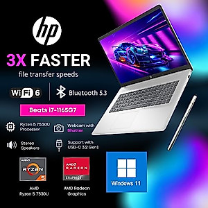 HP Touchscreen Laptop, 17.3" HD+ Touchscreen Display, AMD Ryzen 5 7530U Processor (Beats i7-1165G7, 6 Cores, 12 Threads), 32GB RAM - 1TB SSD, w/Stylus, Wi-Fi 6, Webcam, HDMI, Windows 11 Home, Silver