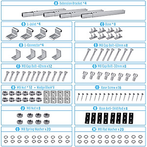 4 Pcs (2 Set) Adjustable Solar Panel Tilt Mounting Brackets - Solar Panel Mount Bracket Stand Support Solar Panels with 100W 200W 300W 400W for RV, Roof, Boat, Flat Surface