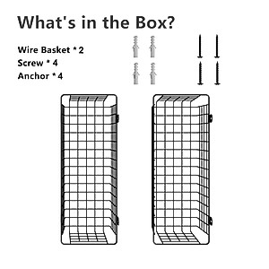 MaraFansie [Extra Large] Wire Basket 2-Pack Hanging Wall Organizer Cabinet Storage Basket Wall Mounted Shelves Rustic Farmhouse Decor for Home Kitchen Bathroom, BLACK