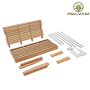 Psilvam Porch Swing, 2-Person Poly Lumber Outdoor Swing, All-Weather Farmhouse Patio Swing That Never Rot and Fade, Suit for Garden, Porch and Park (51" D x 27" W x 23" H)