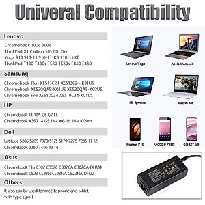 45W Type C Charger for Asus Chromebook C302 C213 C302C C204MA C204M C204EE C204E C204 C403NA C403N C403 ADP-45EW B Tablet CT100PA CT100P CT100 Q325 Q325U Q325UA AC Adapter Supply Cord