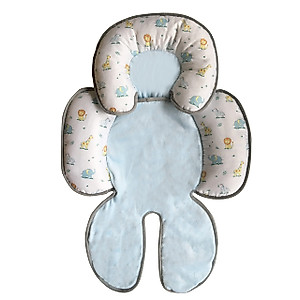 Little Me Baby's Full Body Support Pillow, Newborn Infant Head, Back, Neck, and Legs Protection for Car Seat, Stroller, Booster Seat - Safari Animals, Blue