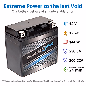 Chrome S Pro YTX14-BS Maintenance-Free 12V 14Ah Battery Replacement for ATV, Motorcycle, Jet Skis, Scooter, UTV, and More - Nut and Bolt (T3) Terminal