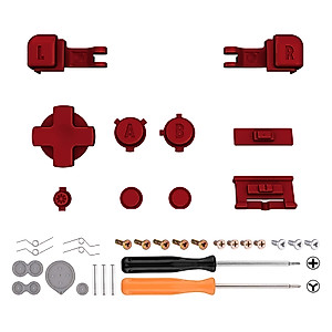 eXtremeRate Scarlet Red Custom Full Set Buttons for Gameboy Advance SP, Replacement A B L R Button Power On Off Volume Button D-pad Key for GBA SP Console - Console NOT Included