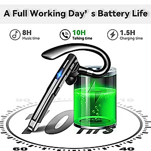 EUQQ Bluetooth Wireless Earpiece for Cellphone, Bluetooth 5.1 Headset Wireless Headphone with Charging Case,Microphone for Office Driving, Hands-Free Earphones Compatible with Android/iOS