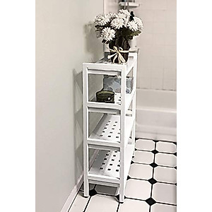 Anthology Spa Asta 4-Tier Free Standing Rectangular Bathroom Utility Storage Shelf Rack, Powder-Coated Metal Storage Shelf Stand, B302 (Pure White), 22 inches(W) x 11 inches(D) x 40 inches(H)