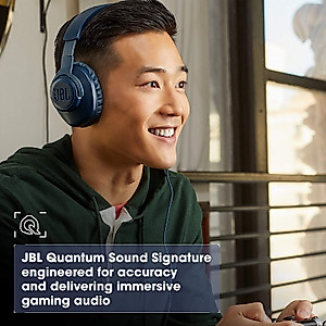 JBL Quantum 100 Over-Ear Surround Sound Gaming Headphones Bundle with Deluxe CCI Cleaning Cloth (Black)