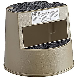 Rubbermaid Commercial Products Mobile Heavy Duty Plastic Step Stool, 16-Inch, Beige, 350-Pound Capacity, Nonslip, Sturdy to Support Adults and Kids, with Wheels for Easy Glide, Indoor/Outdoor
