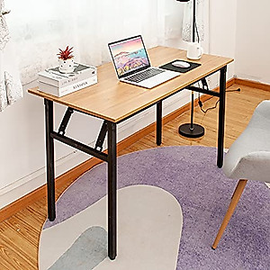 Coral Flower Office Desk 55 inches Folding Table Computer Table Workstation，Light Oak