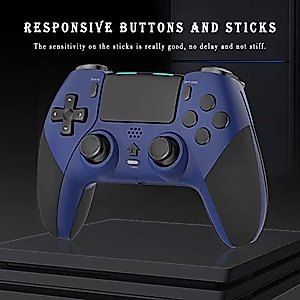 OFOTEIN Wireless Controller for PS4 Controller, Game Controller Compatible with Playstation 4/Slim/Pro/PC,Built-in 800mAh Rechargeable Battery/Responsive Joystick and Buttons/Audio/Turbo(Blue)