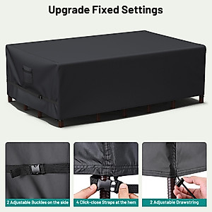 BROSYDA Upgraded Patio Furniture Set Cover, Improved Heavy Duty Waterproof Outdoor Furniture Covers Outdoor Couch Cover Table and Chair Cover with Adjustable Straps, 108"L ×82" D×28" H, Back
