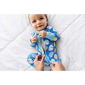 Little Sleepies Baby Boy Pajama, Bamboo Viscose Zippy PJs, Blue Cookies & Milk, 3-6M