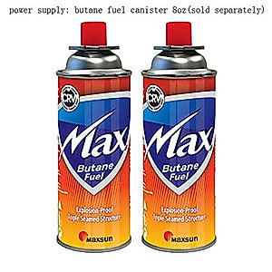 Max Gas Stove MS-2500 (Black), 8000 BTU, Camp Stove, with Carrying Case