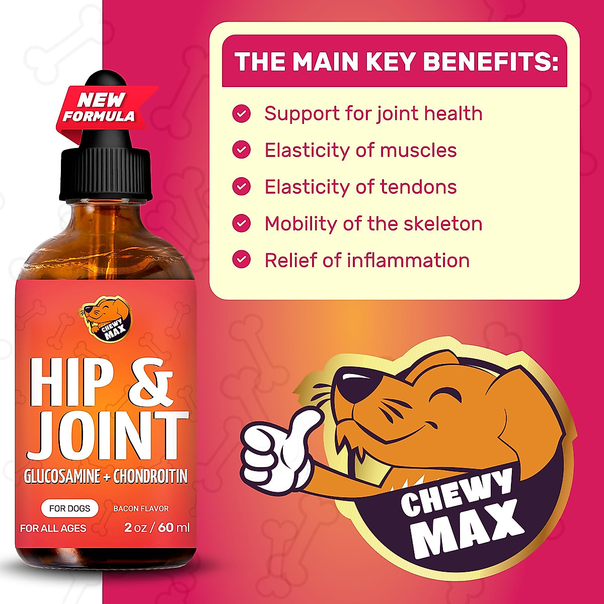 Glucosamine for Dogs Hip and Joint Supplement Liquid | Liquid Glucosamine for Dogs | Dog Joint Supplement Liquid | Glucosamine Liquid for Dogs | Large & Small Dog Joint and Hip Supplement | 3 Bottles