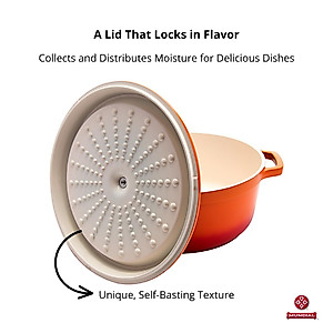 Hercules by Mundial, Cast-Aluminum Dutch Oven Pot with Lid & Handles, All Stove types, Oven-Safe Casserole Cookware with Nonstick Enamel, Orange 20L