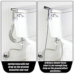 ELINKUME Handheld Bidet Sprayer for Toilet Kit,Stainless Steel Spray Attachment Set with 3 Way Valve,Hand Held Diaper Sprayer Head for Personal Hygiene Pet Bathing with Retractable Spring Hose