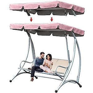 BTURYT 210D Patio Swing Canopy Cover 2 Or 3 Seater Sizes Waterproof Seat Chair Awning Sun Shade Roof Anti-Uv Garden Hammock Replacement Canopy (Swing Seat Canopy only)