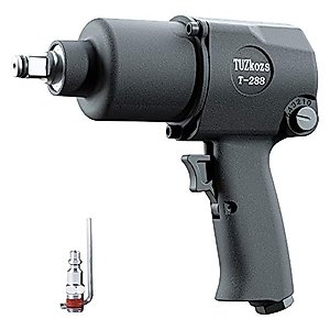 TUZkozs 1/2" Air Impact Wrench, Heavy Duty Double Hammers Impact Gun, 520 ft. Lb, 1/4 Inch Air Inlet, Adjustable Speeds, Matte Black, Pneumatic Tools