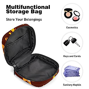 Portable Menstrual Pad Bags, Large Capacity Sanitary Napkin Storage Bag, First Period Kit for Girls Women, Zipper Nursing Pad Holder Funny Foxes Play The Violin Cello Bird Cock