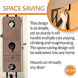 K&H PET PRODUCTS Hangin' Cat Condo Door Mounted Cat Furniture Cat Tree Tan Large 23 X 16 X 65 Inches