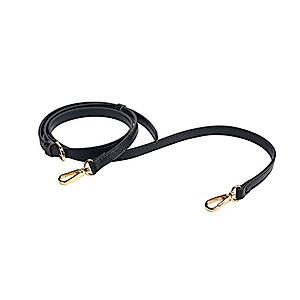 Live Up Full Grain Leather Adjustable Replacement Strap Cross Body Bag Purse, 43-51 inch Gold Hardware (Black)