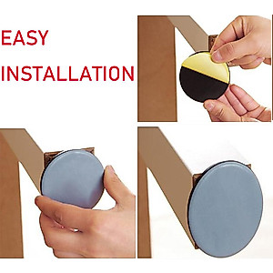 1" Adhesive Furniture Sliders -Furnigear Chair Glides PTFE Mover Slide on Furniture & Kitchen Appliances Slider Easy and Safely - Best Furniture Sliders for Carpet Hardwood Floors (20 Pack)